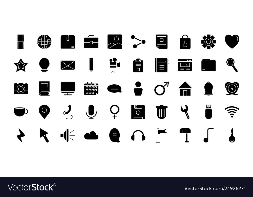 Web icons set silhouette style Royalty Free Vector Image
