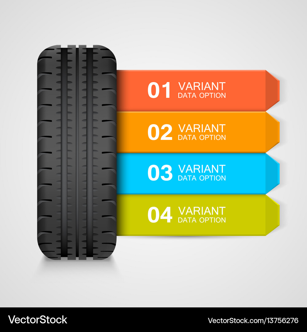 Black rubber tire colorful infographics Royalty Free Vector