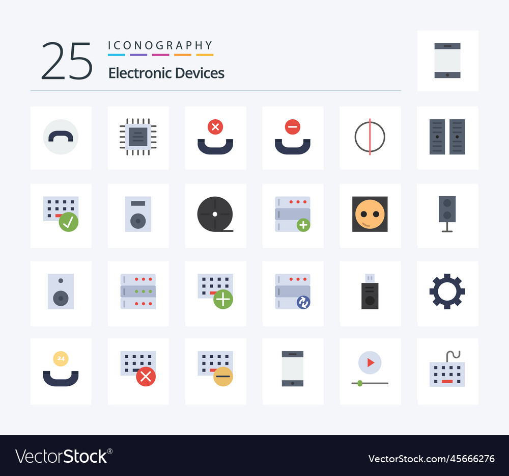 Devices 25 flat color icon pack including devices Vector Image