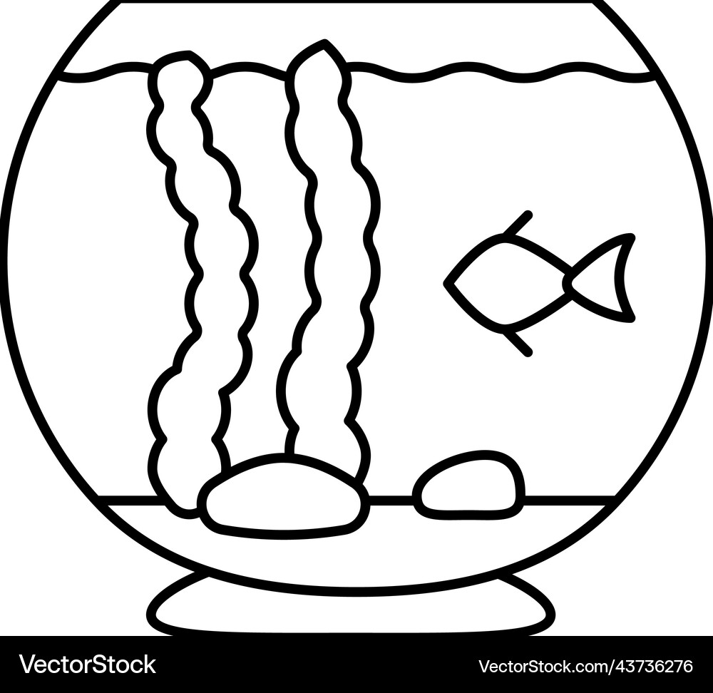 Freshwater aquarium fish line icon Royalty Free Vector Image