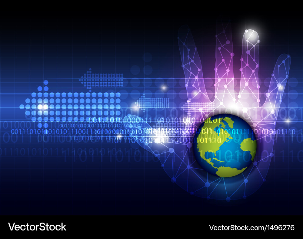 Global technology in hand Royalty Free Vector Image