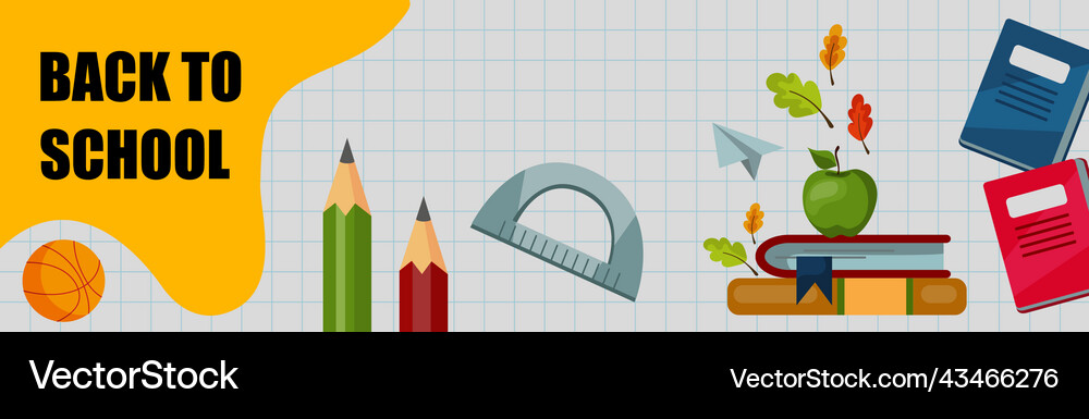 Panoramic banner welcome to school september 1st Vector Image