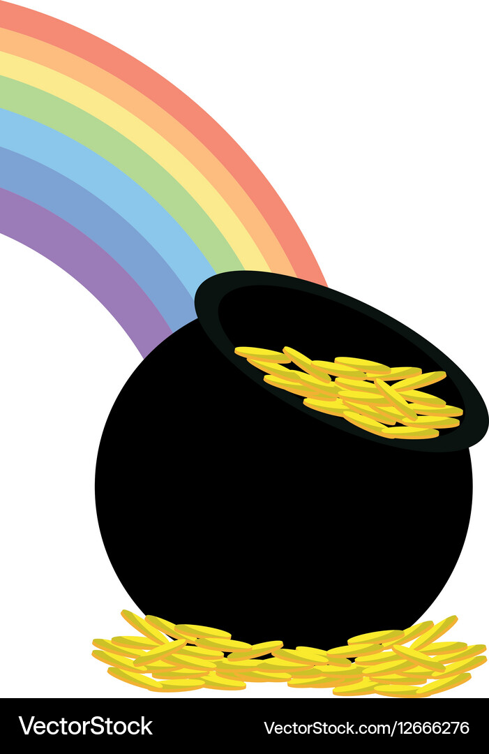Saint patrick day pot full gold coins rainbow Vector Image