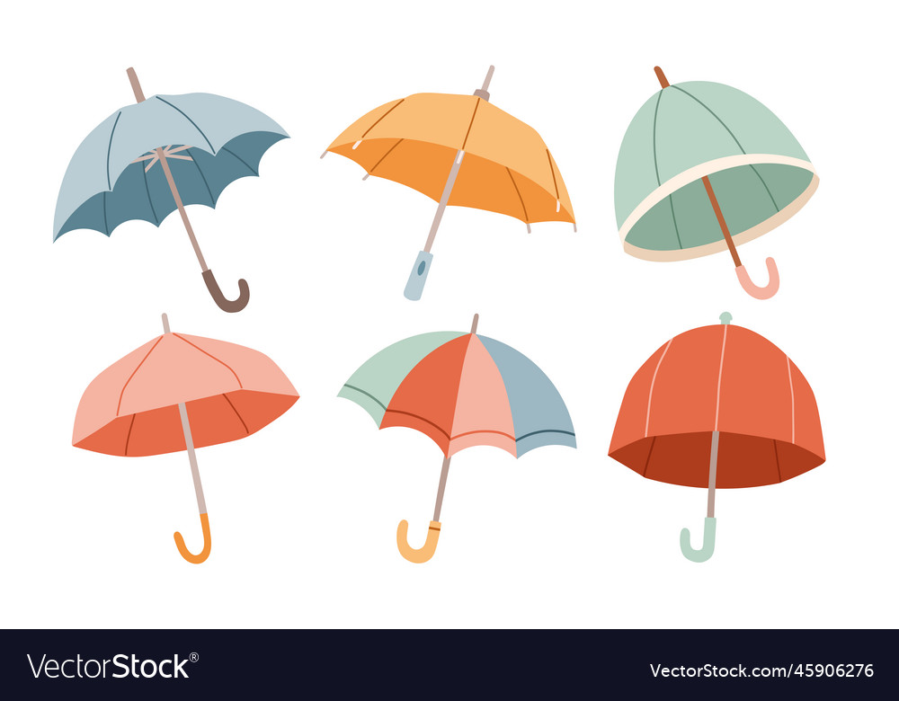 Set of different umbrellas open Royalty Free Vector Image