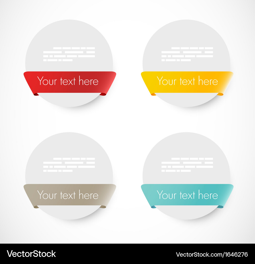 Set of rounded banners with ribbons Royalty Free Vector