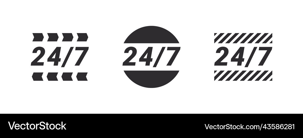 24 hour service icons hours 7 days in week Vector Image
