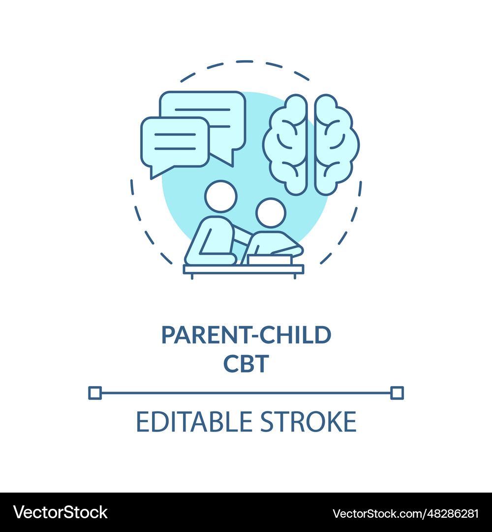2d parent child cbt blue line icon concept Vector Image