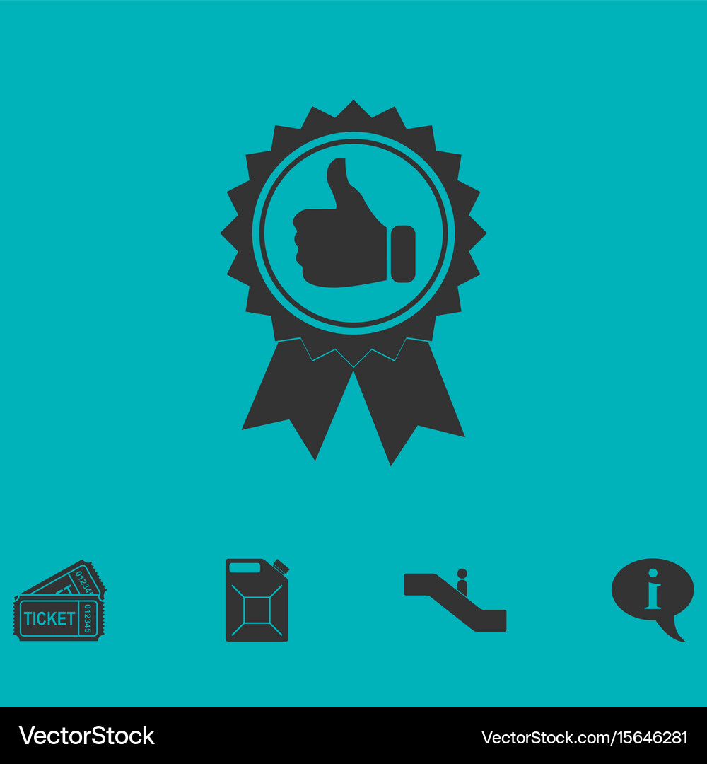 Banner ribbon thumb up icon flat Royalty Free Vector Image