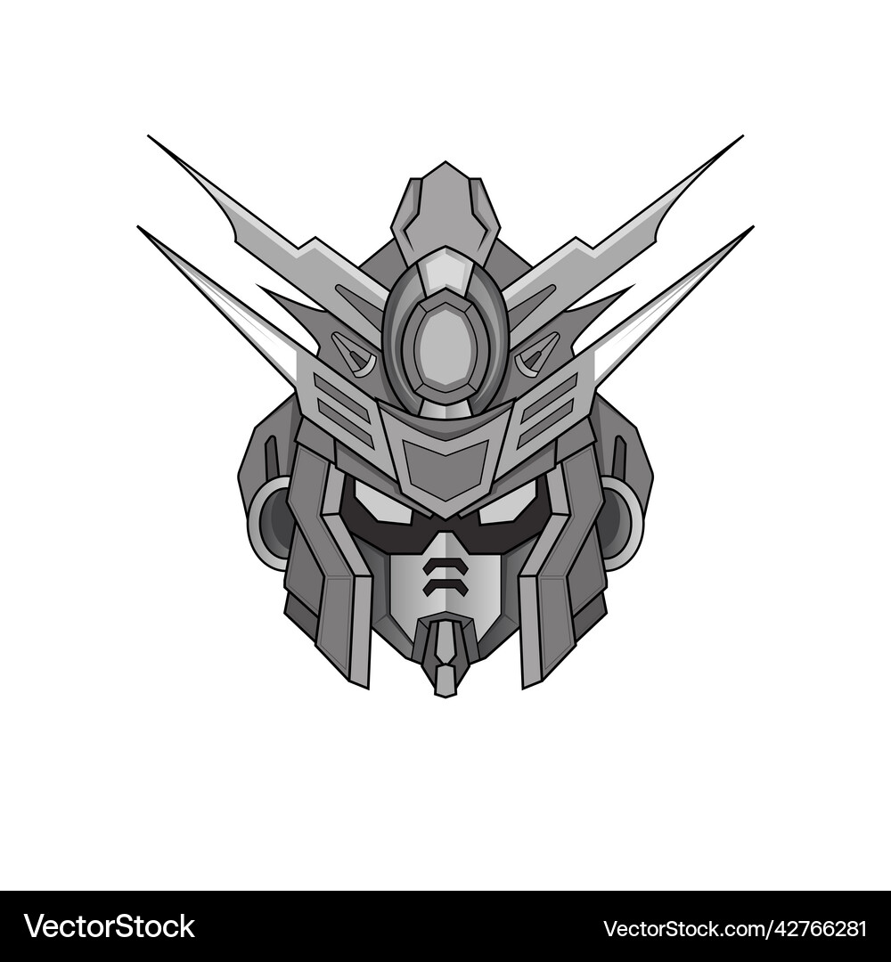 Black and white outline robot head tattoos Vector Image