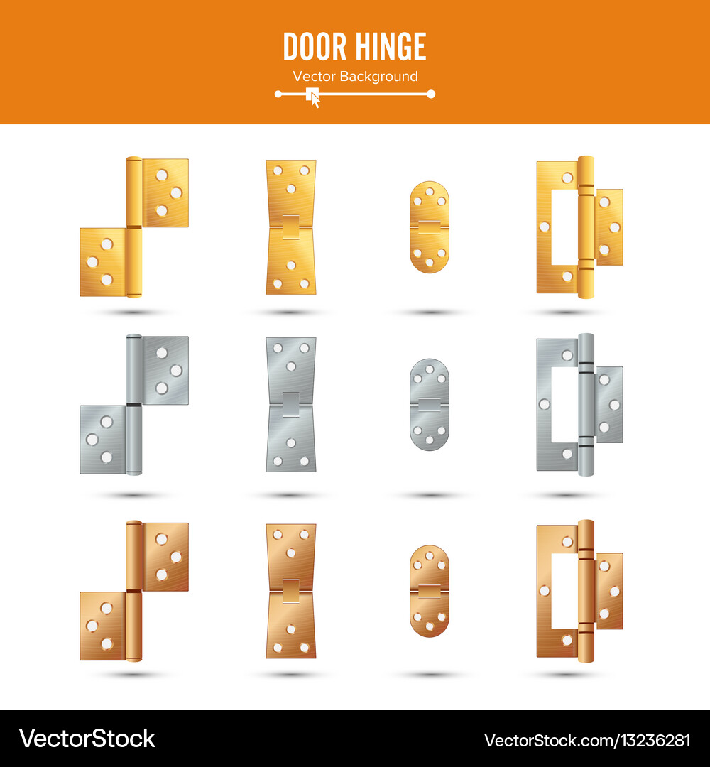 Door hinge set classic and industrial Royalty Free Vector