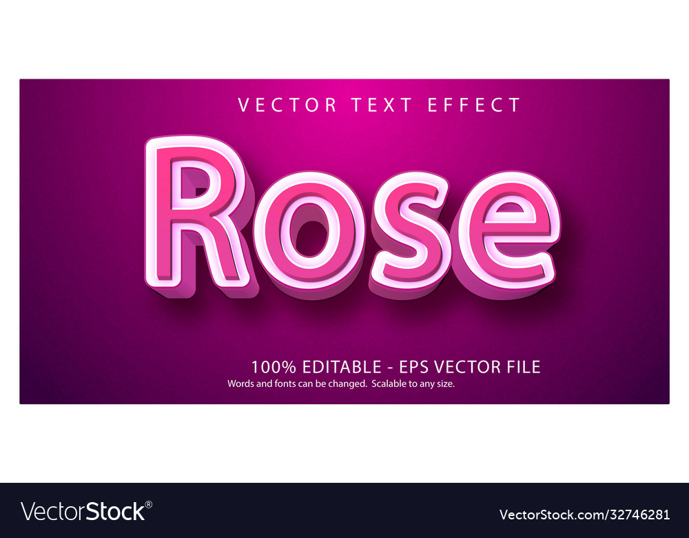Editable text effect - 3d pink script style Vector Image
