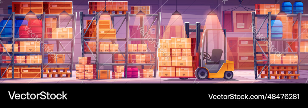 Factory warehouse interior cargo storage Vector Image