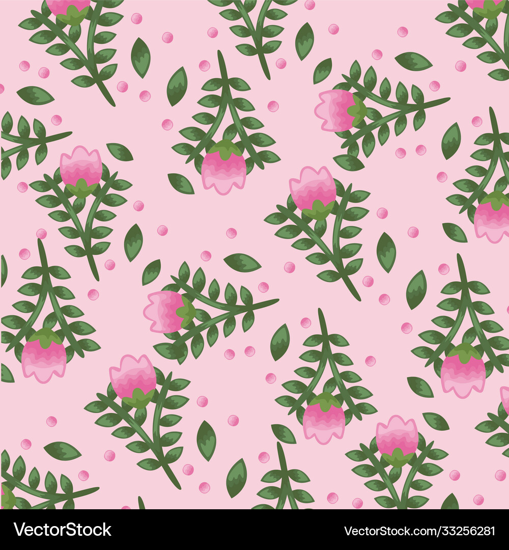 Flowers color pink pattern detailed style Vector Image