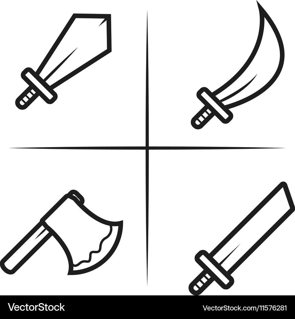 Game rpg and mmorpg weapon icons Royalty Free Vector Image