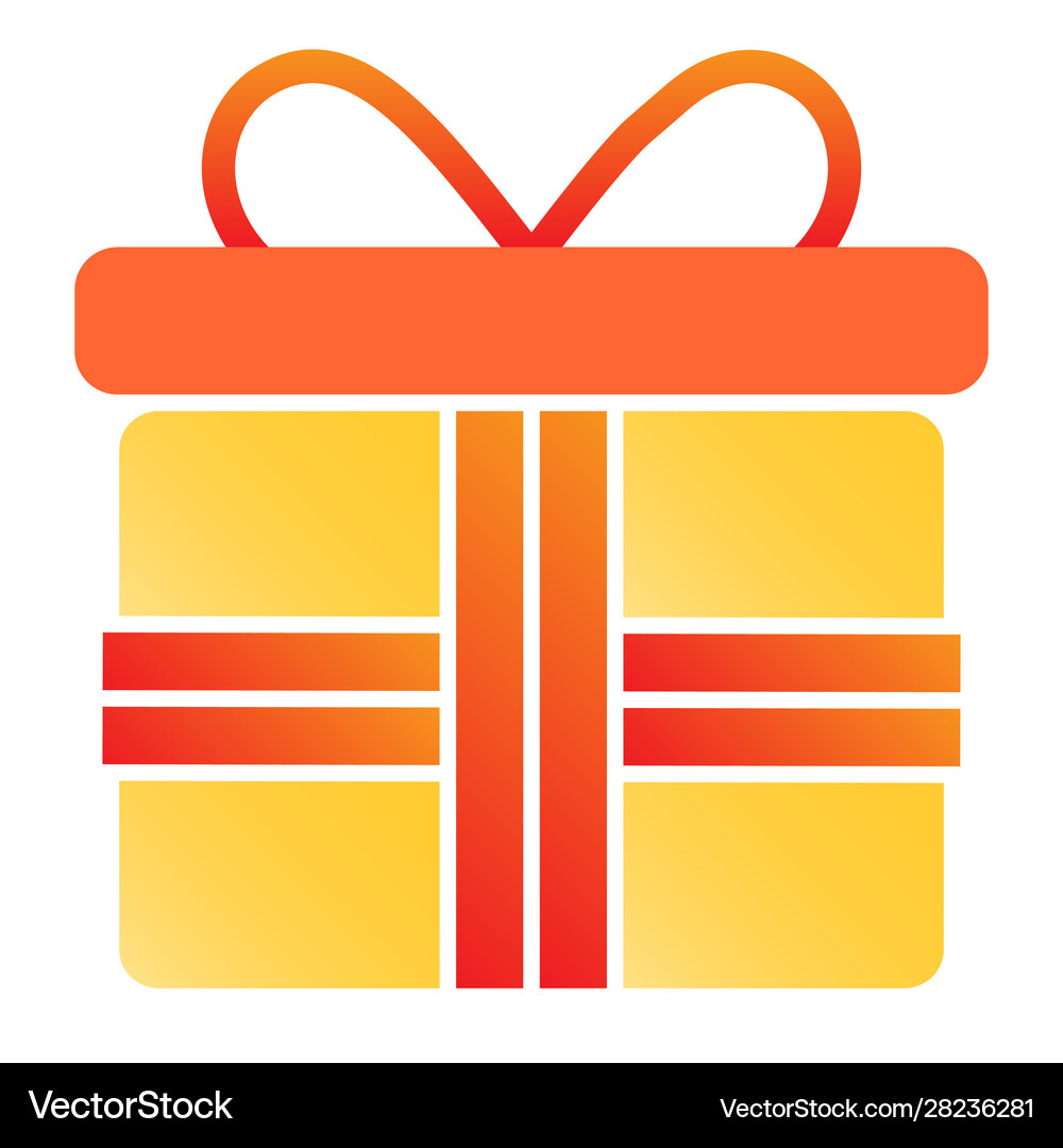 Gift box with bow flat icon pesent with ribbon Vector Image