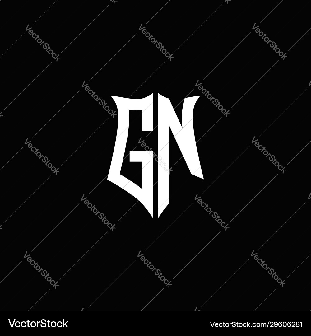 Gn monogram letter logo ribbon with shield style Vector Image