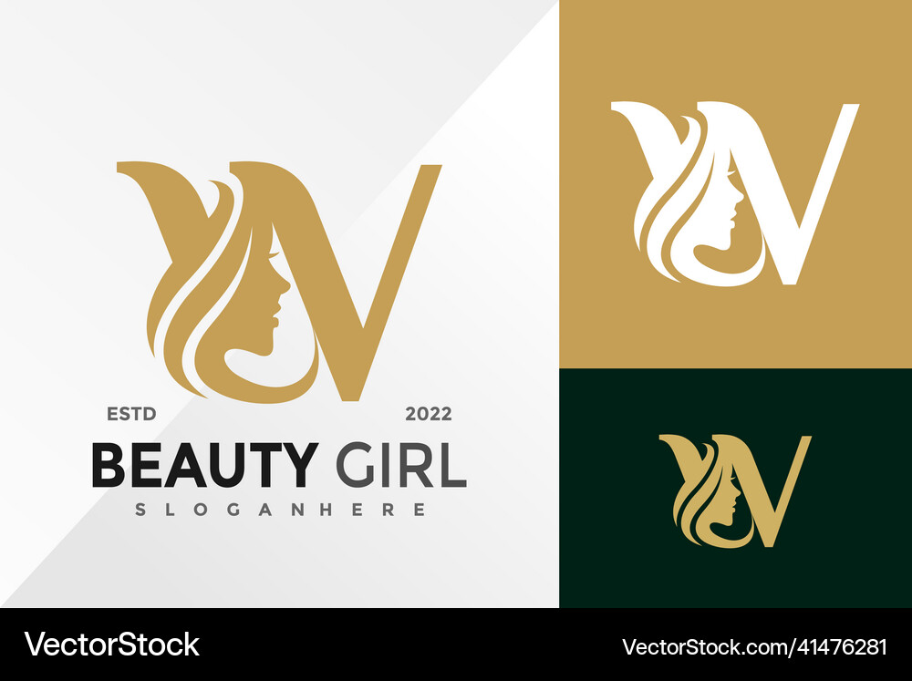 Letter w beauty face logo design Royalty Free Vector Image