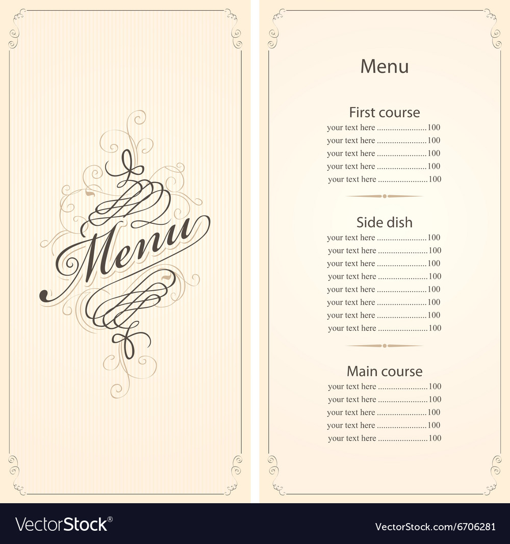 Menu for restaurant Royalty Free Vector Image - VectorStock
