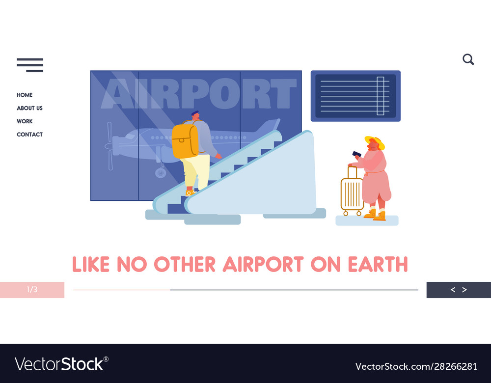 People in airport terminal website landing page Vector Image
