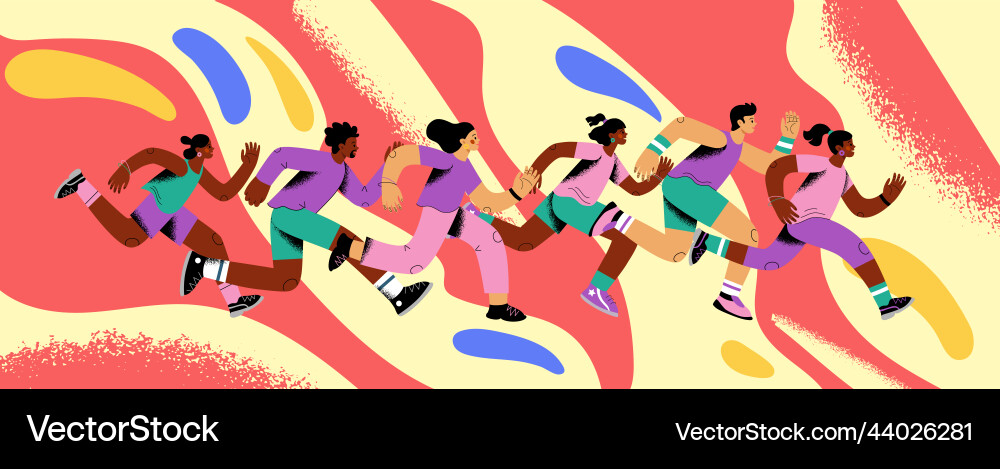 People team run running in rush to goals active Vector Image