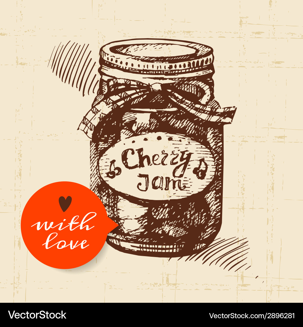 Rustic mason canning jar Vintage hand drawn sketch