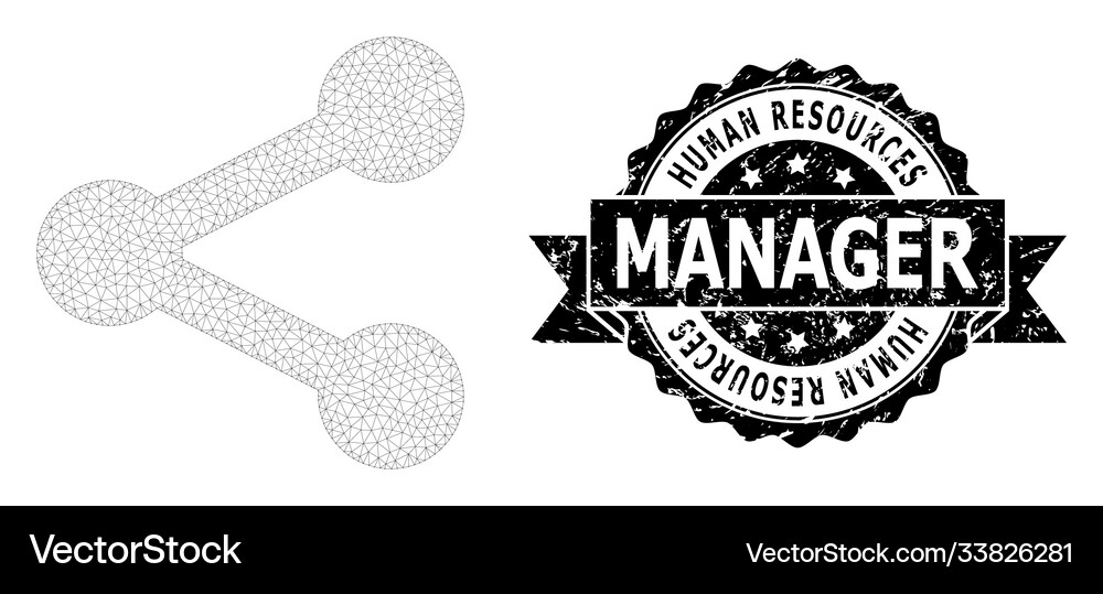 Scratched human resources manager ribbon seal Vector Image