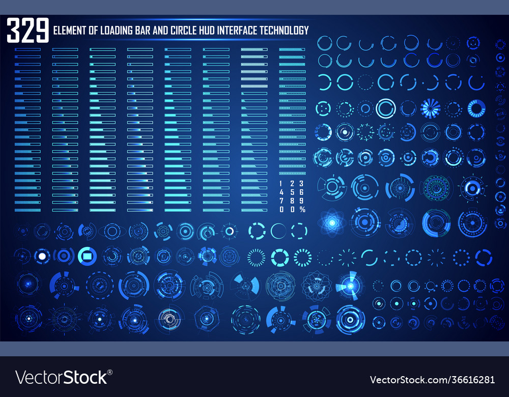 Set circle and loading bar abstract digital Vector Image