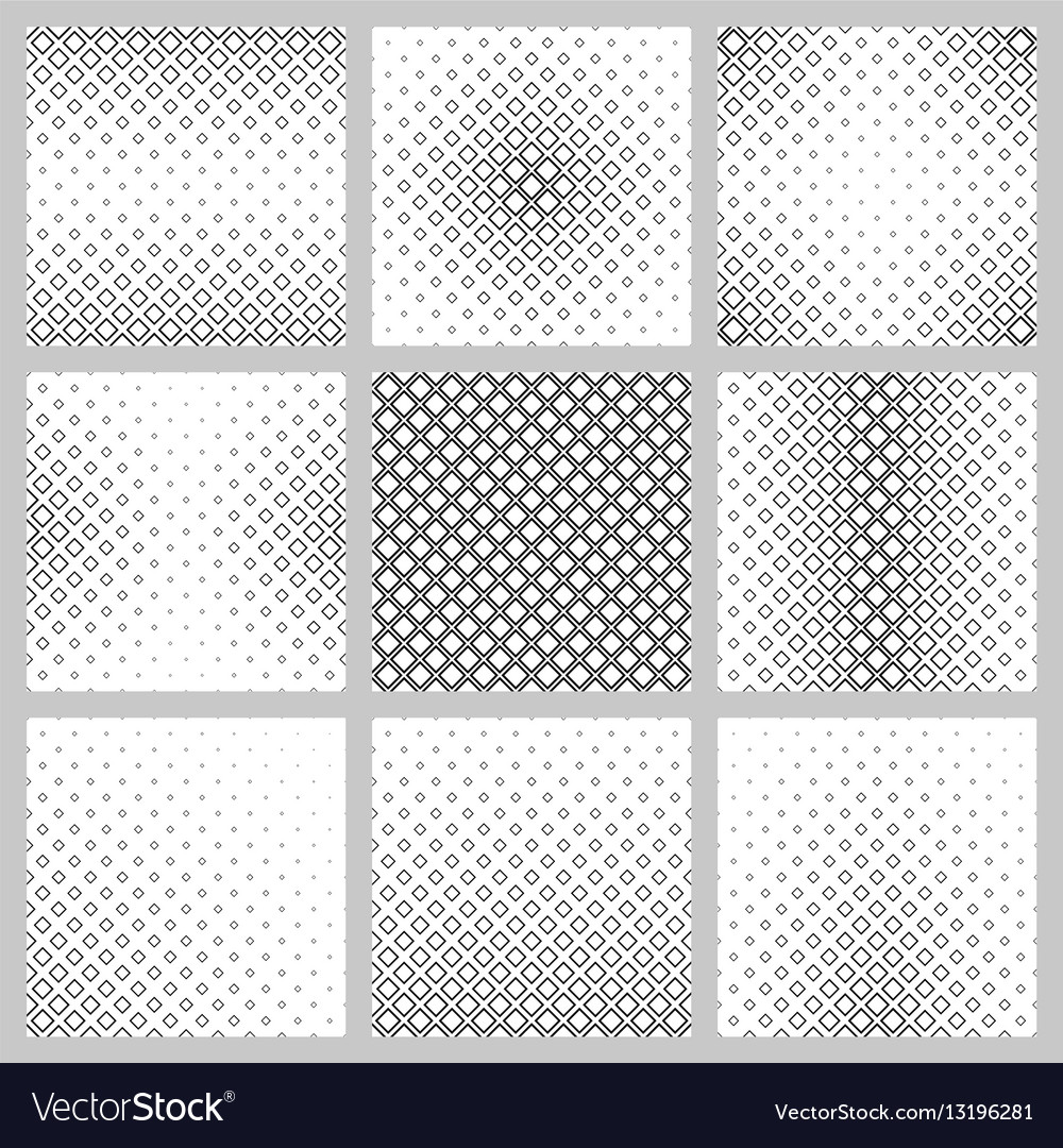 Set of nine diagonal square pattern designs Vector Image