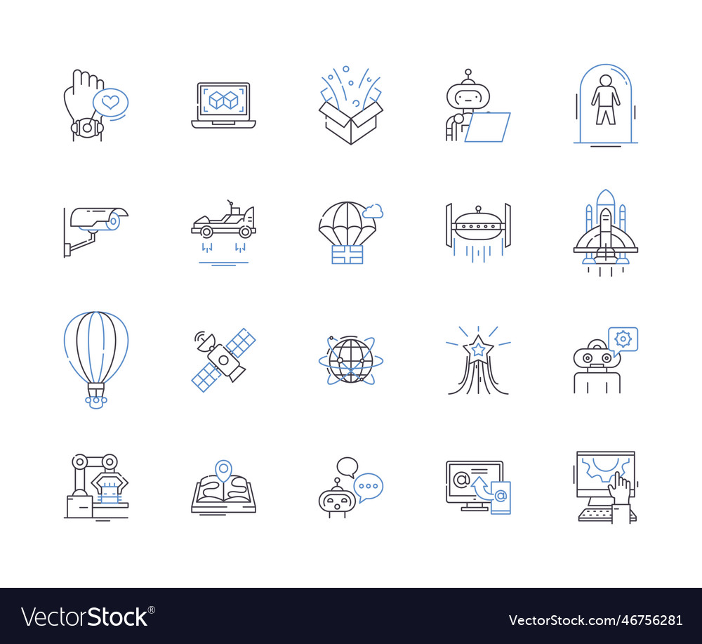 Software development outline icons collection Vector Image