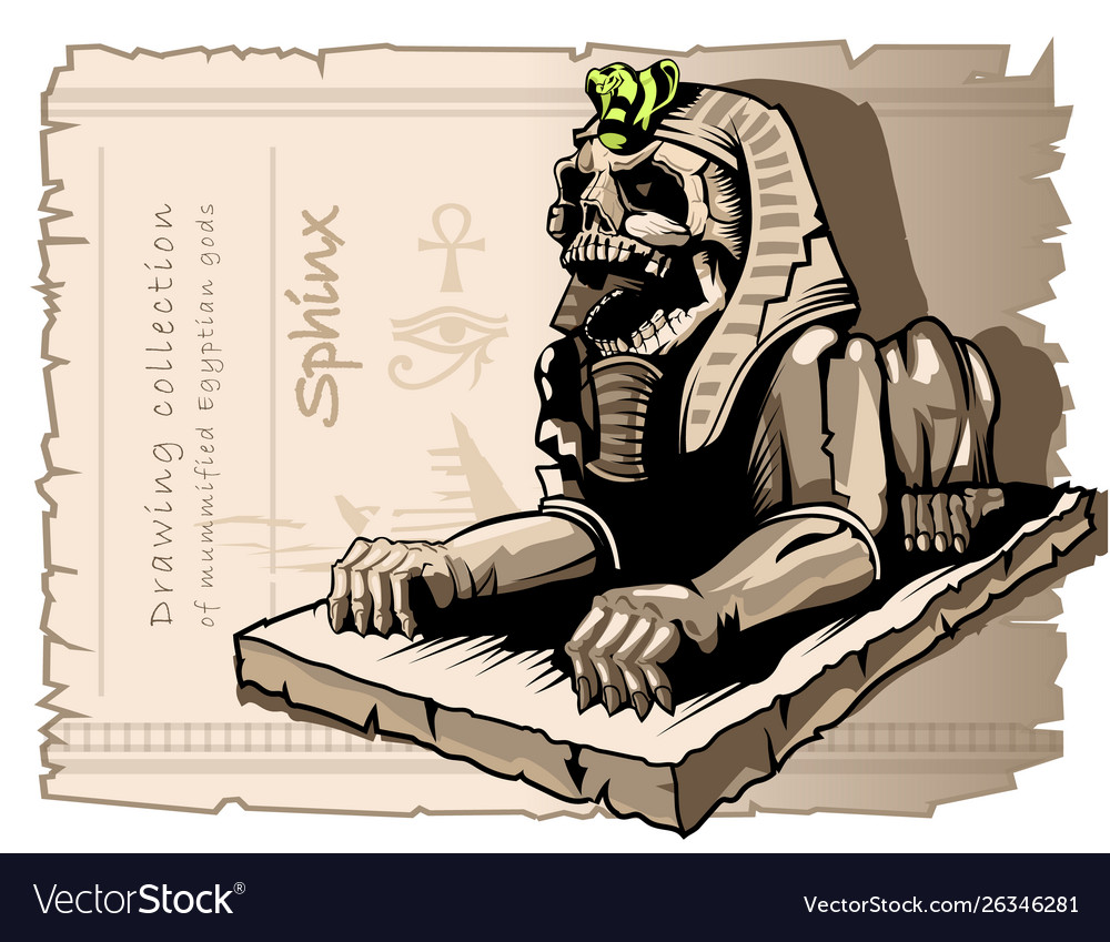 Sphinx statue a dog with a human skull Royalty Free Vector