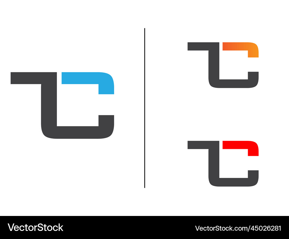 Tc letter logo design ct c lettering Royalty Free Vector