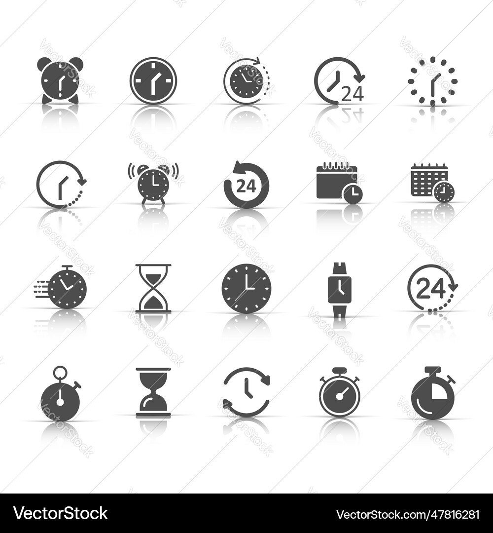 Time icon set in flat style agenda clock on white Vector Image