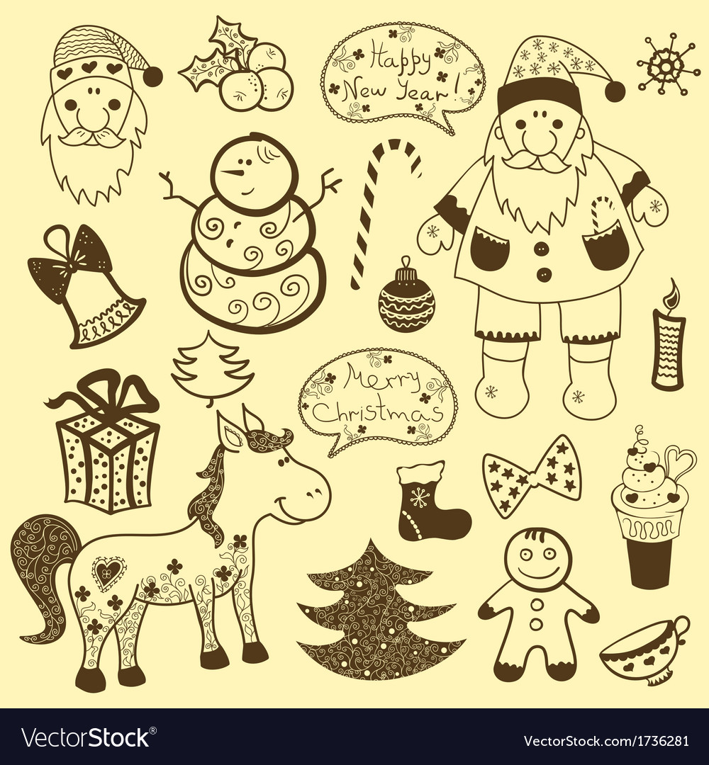 Vintage christmas set old paper Royalty Free Vector Image