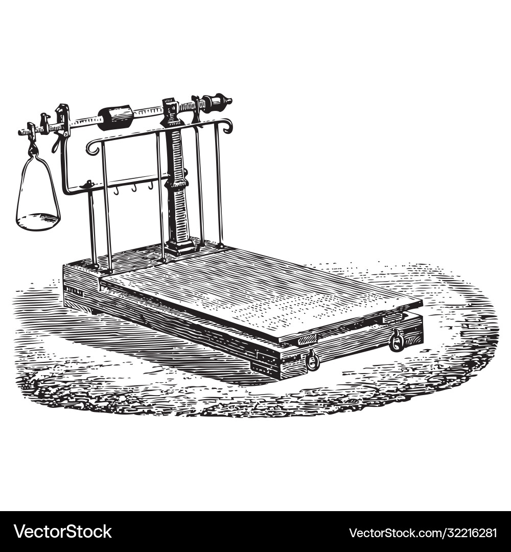 Vintage engraving a mechanical weighing scale Vector Image