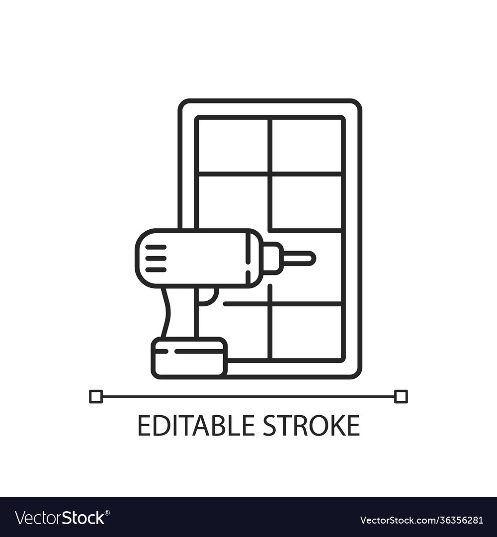 Window installation linear icon Royalty Free Vector Image