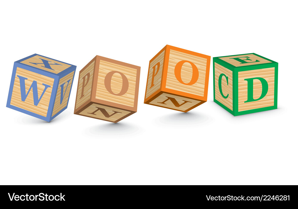 Word wood written with alphabet blocks Royalty Free Vector
