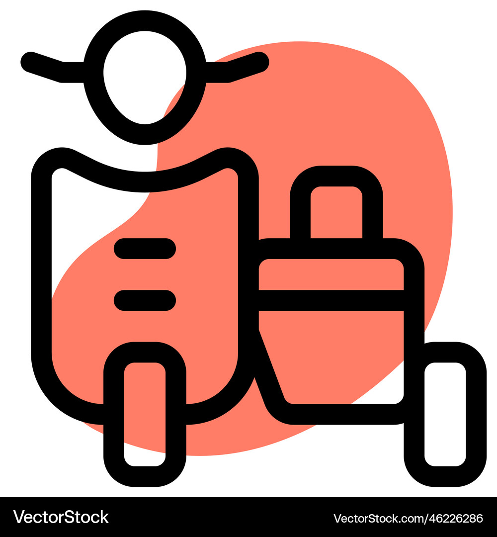 An antique scooter with a sidecar Royalty Free Vector Image