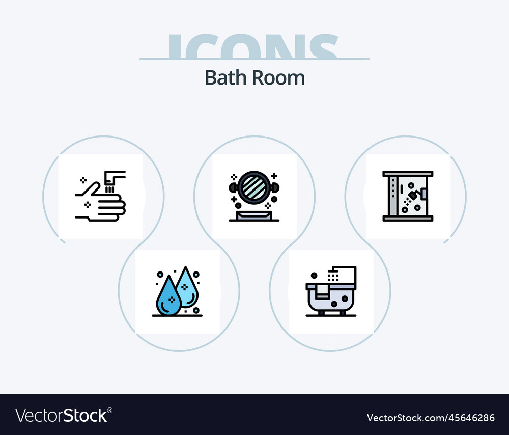 Bath room line filled icon pack 5 icon design Vector Image