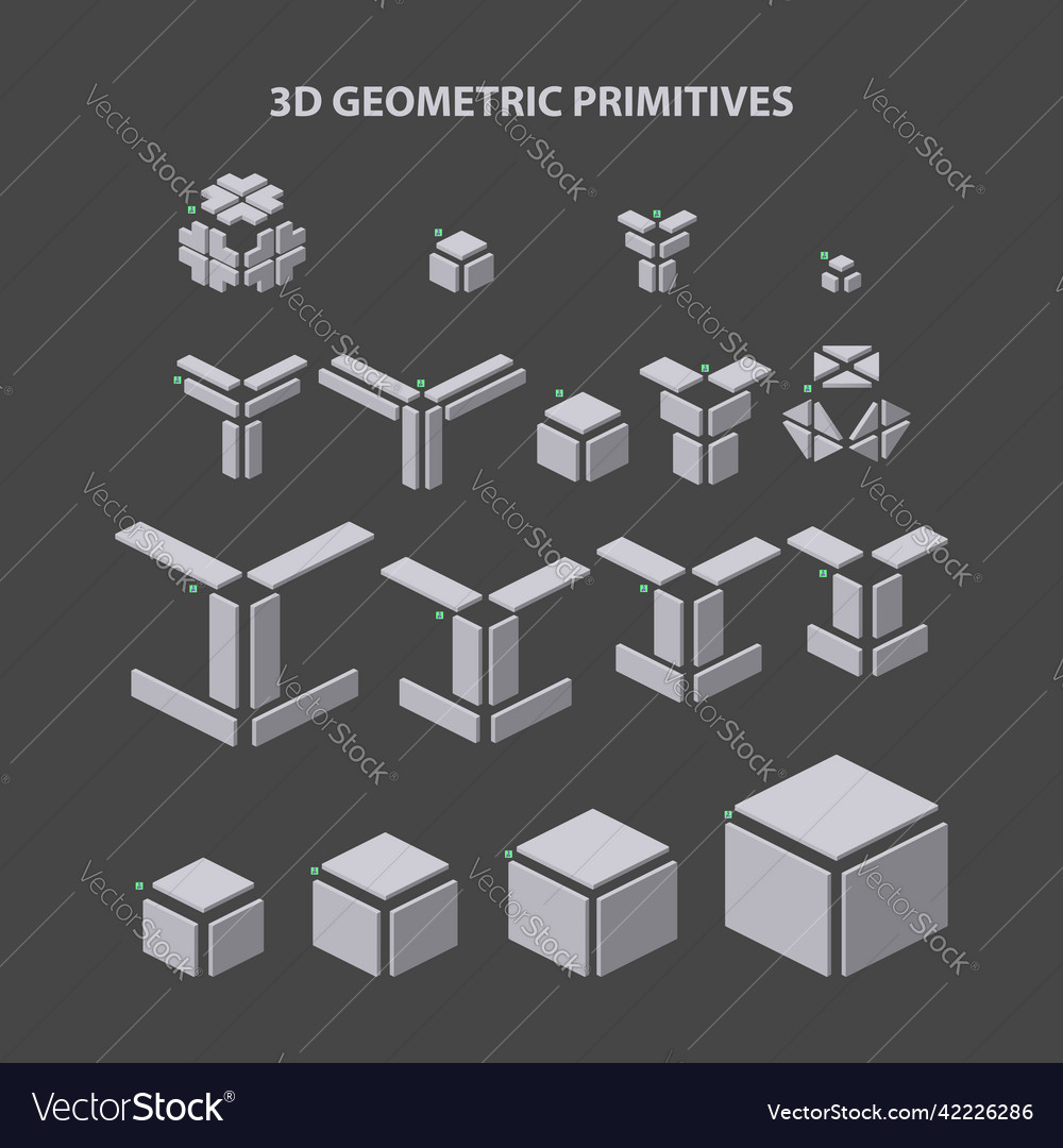 Collection of 3d geometric primitive shapes Vector Image