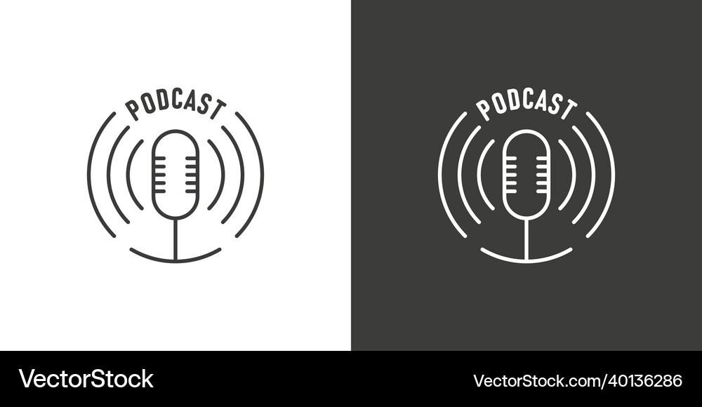Emblems for broadcast podcast logos and symbols Vector Image