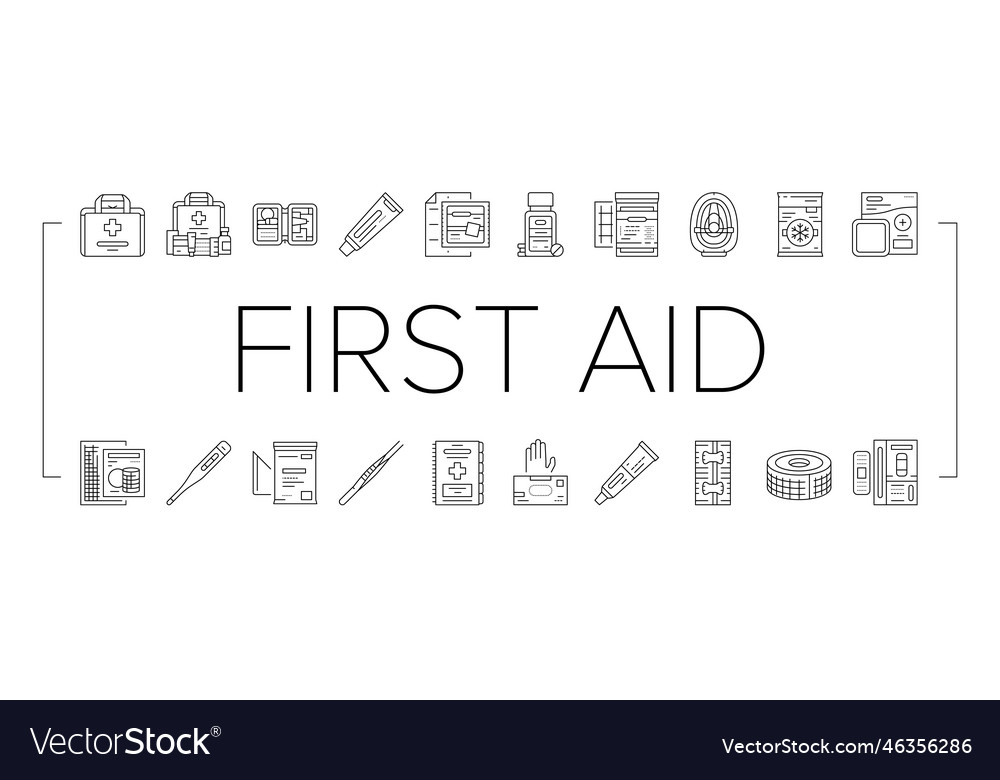 First aid emergency medical icons set Royalty Free Vector