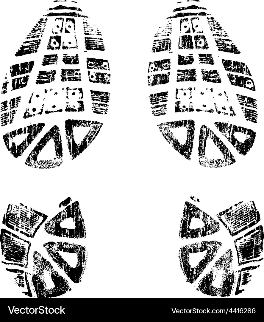 Grungy bootprints left and right very detailed Vector Image