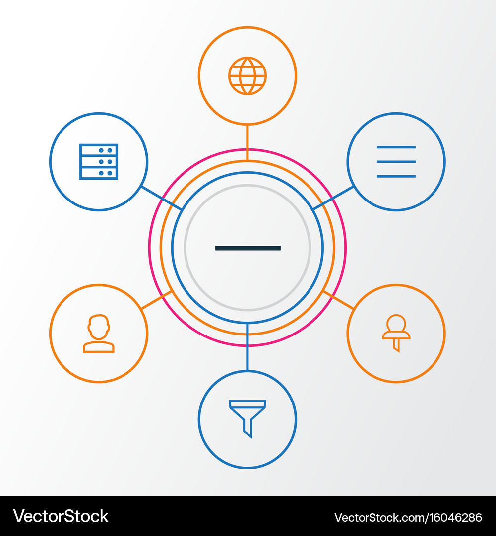 Interface outline icons set collection of globe Vector Image