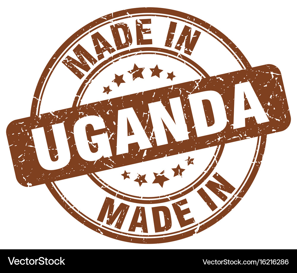 Made in uganda brown grunge round stamp Royalty Free Vector