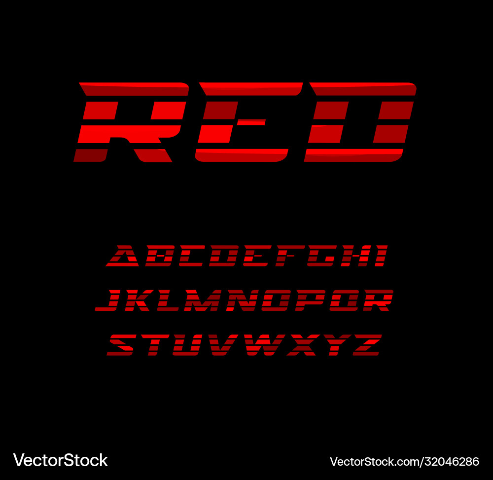 Red sports font wide letters with dynamical Vector Image