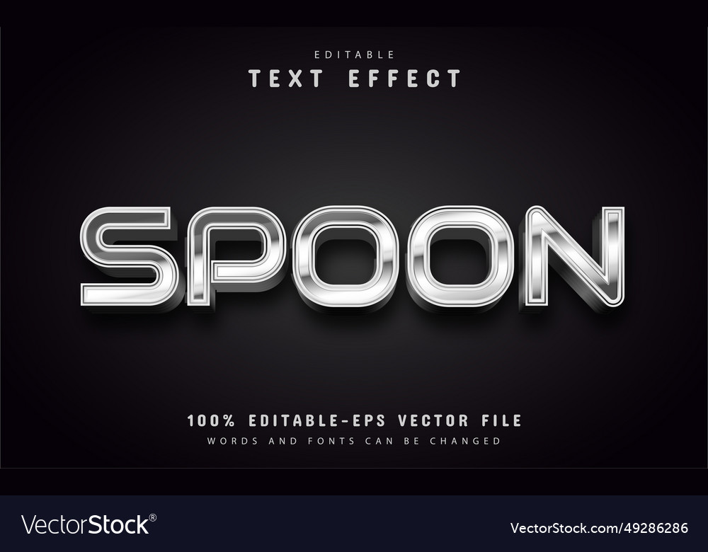Spoon text silver style effect Royalty Free Vector Image