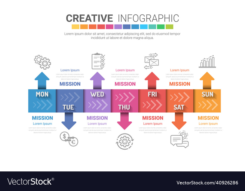 Timeline business for 7 day Royalty Free Vector Image