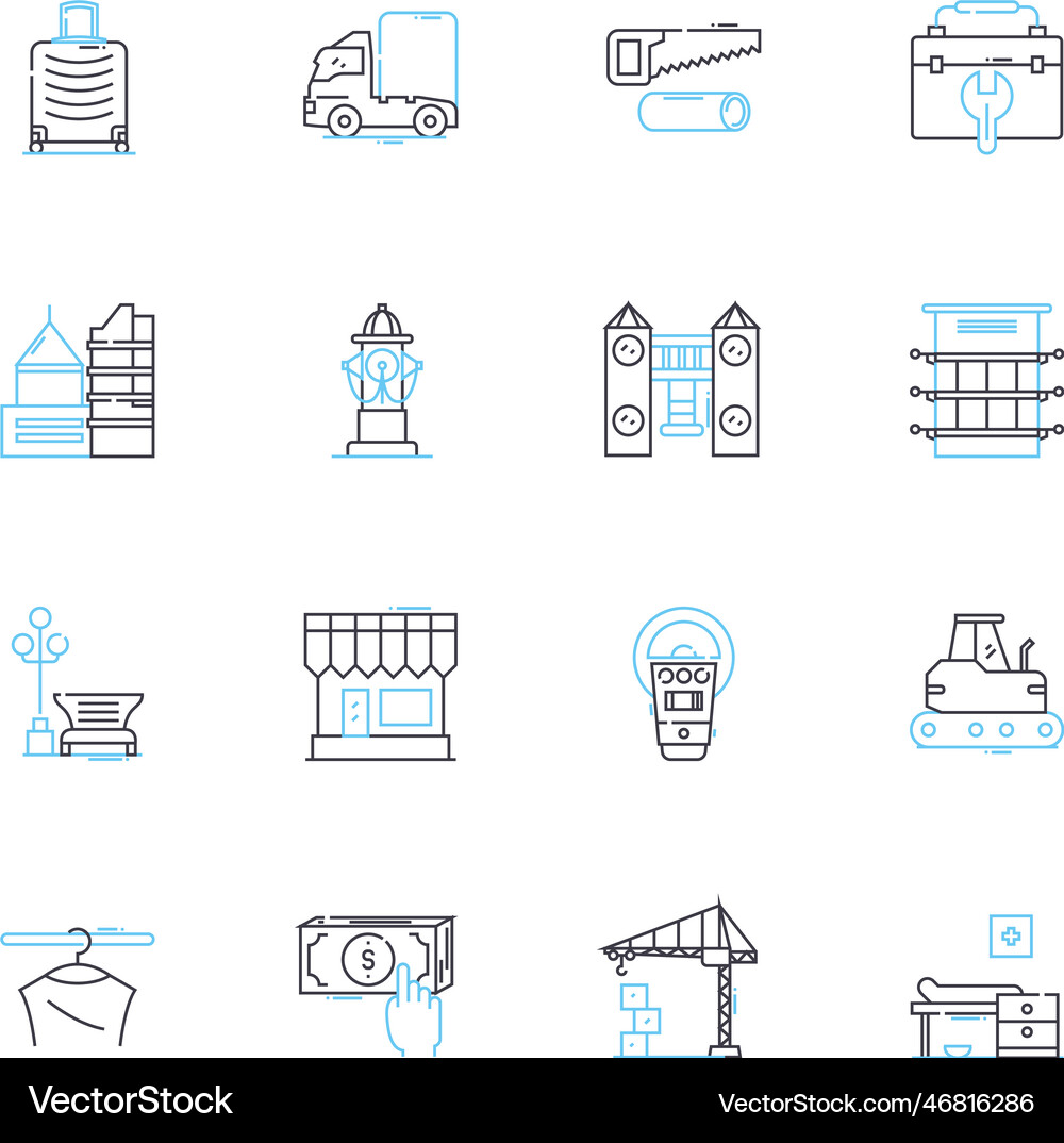 Urban landscape linear icons set concrete Vector Image