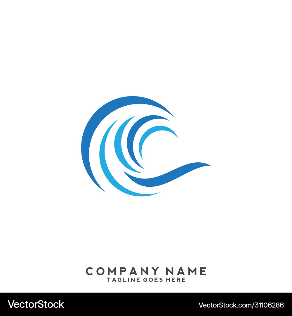 Water wave symbol and icon logo template Vector Image
