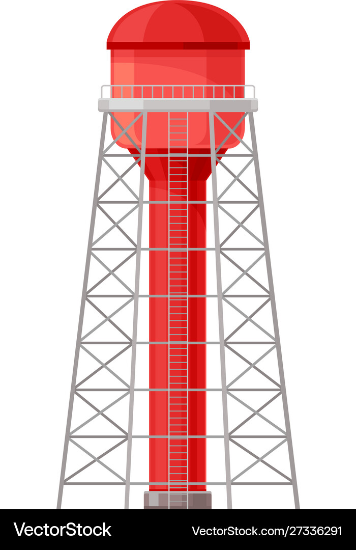 Bright red water reservoir cylinder flat Vector Image